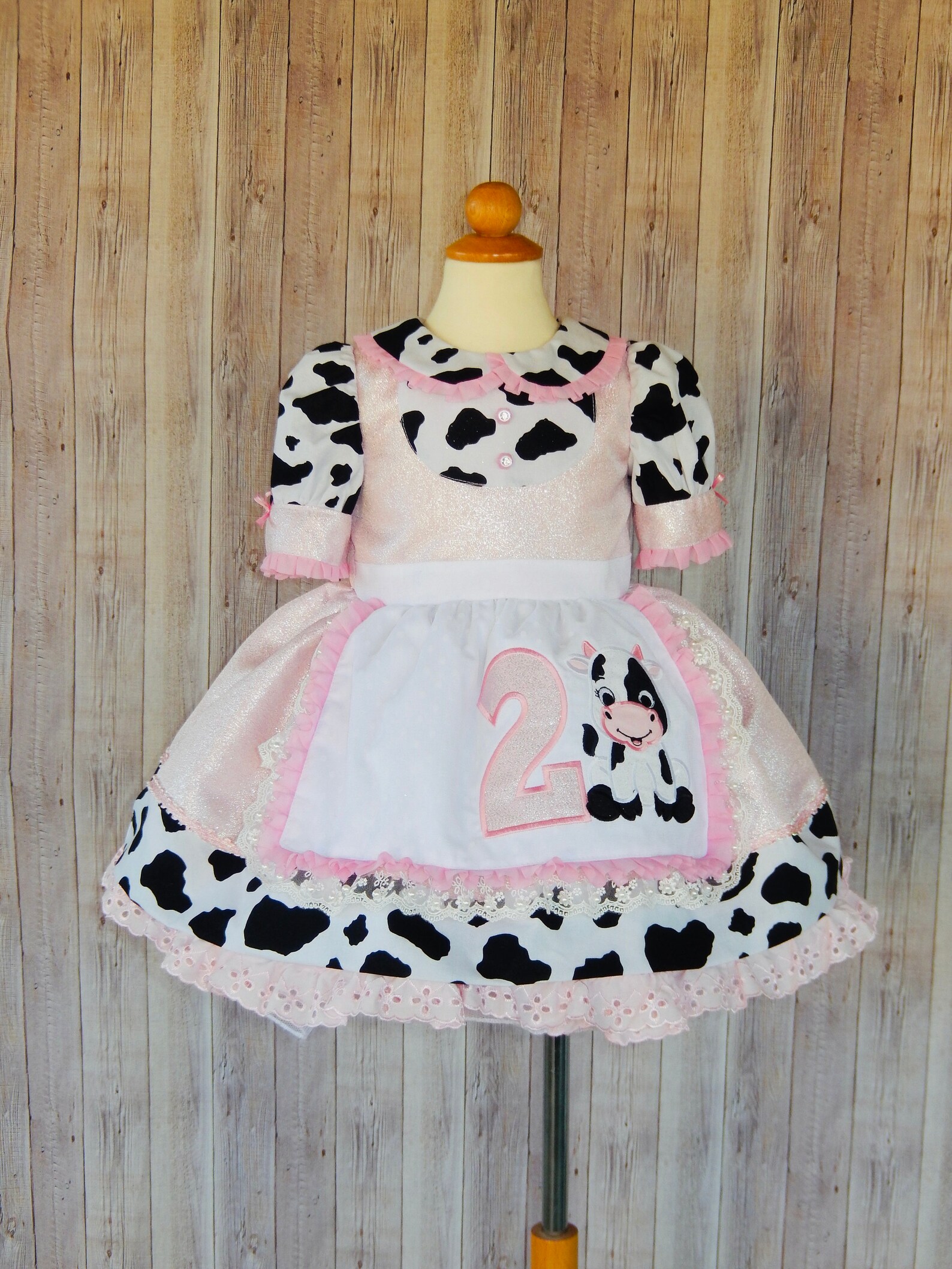 Cow Farm Dress Cow Pink Dress Cow Party Dress - Etsy