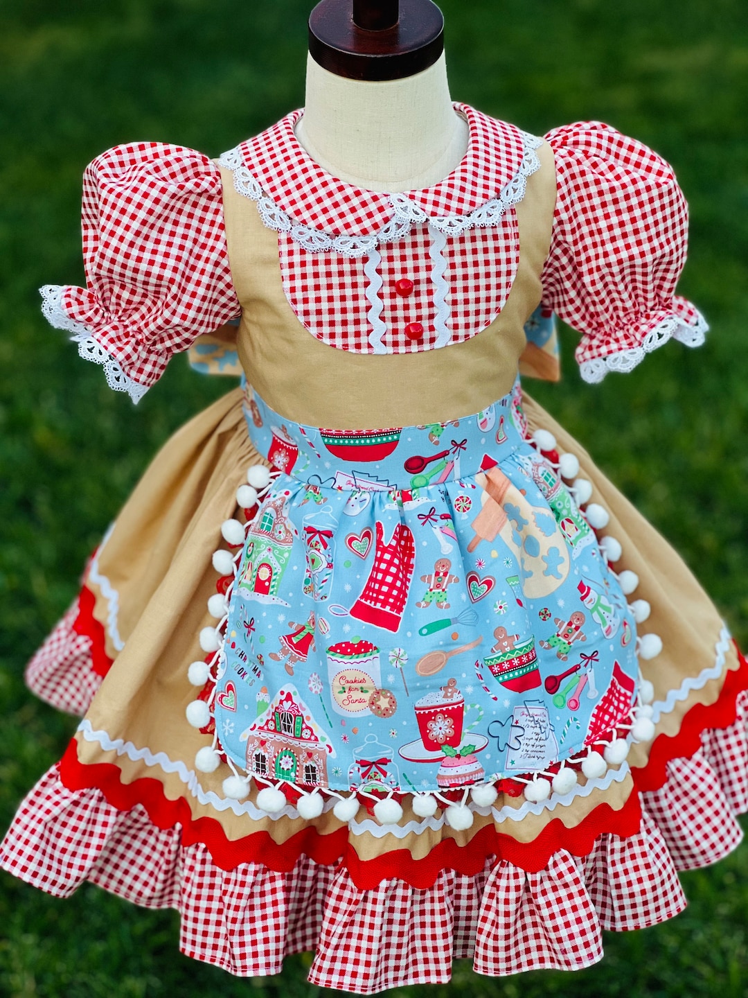 Gingerbread Dress, Christmas Gingerbread Dress, Girl Christmas Dress ...