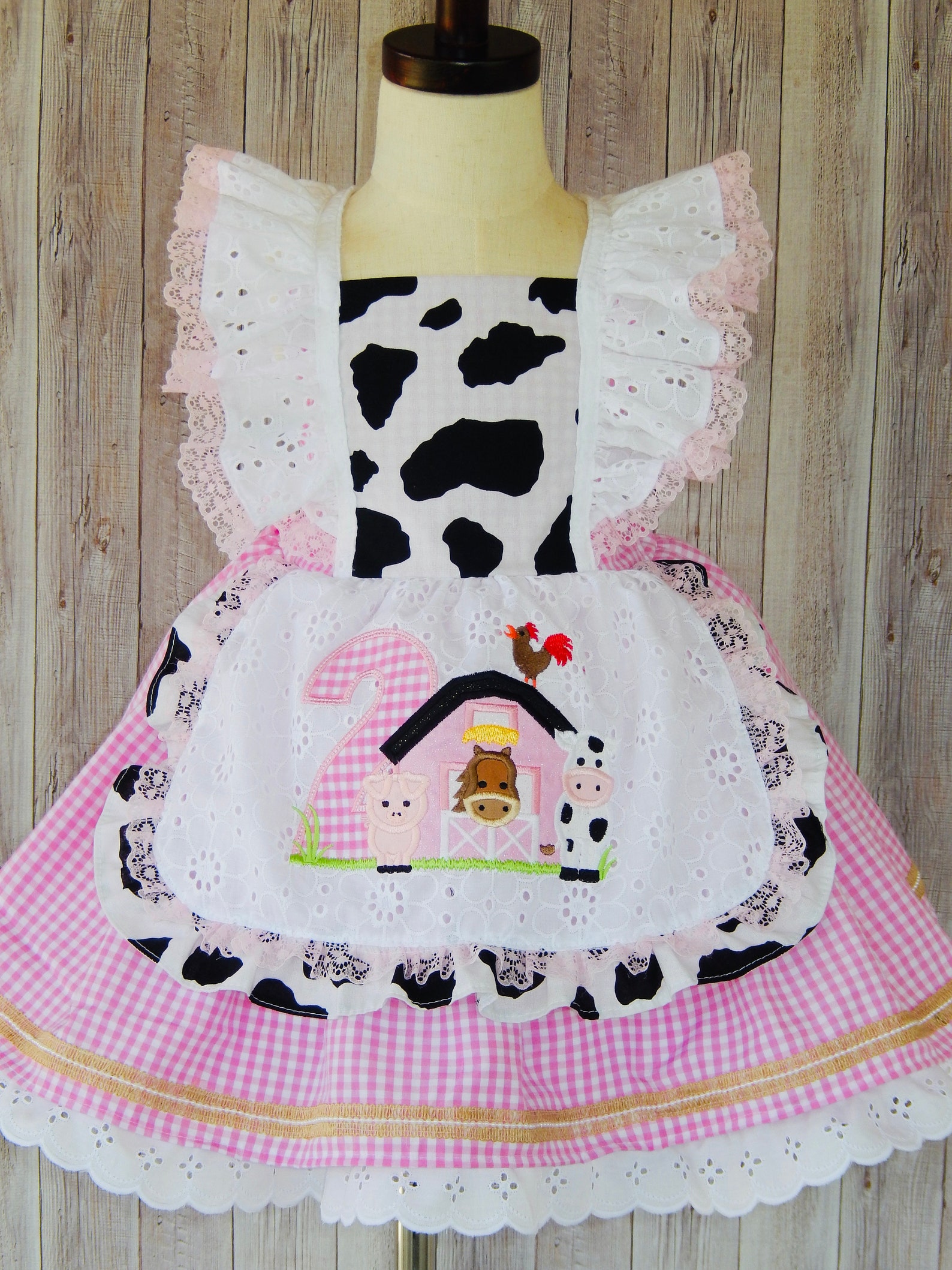 Cow Farm Dress Cow Pink Dress Cow Party Dress Cow Party - Etsy