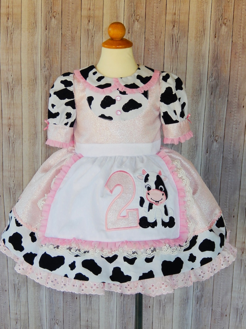 Cow Farm Dress Cow Pink Dress Cow Party Dress | Etsy