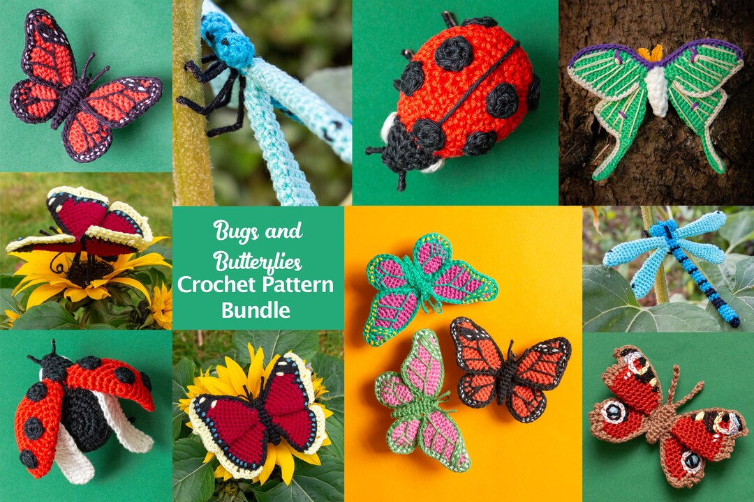 Bugs and Butterfly Crochet Pattern Bundle - Includes Monarch Butterfly ...