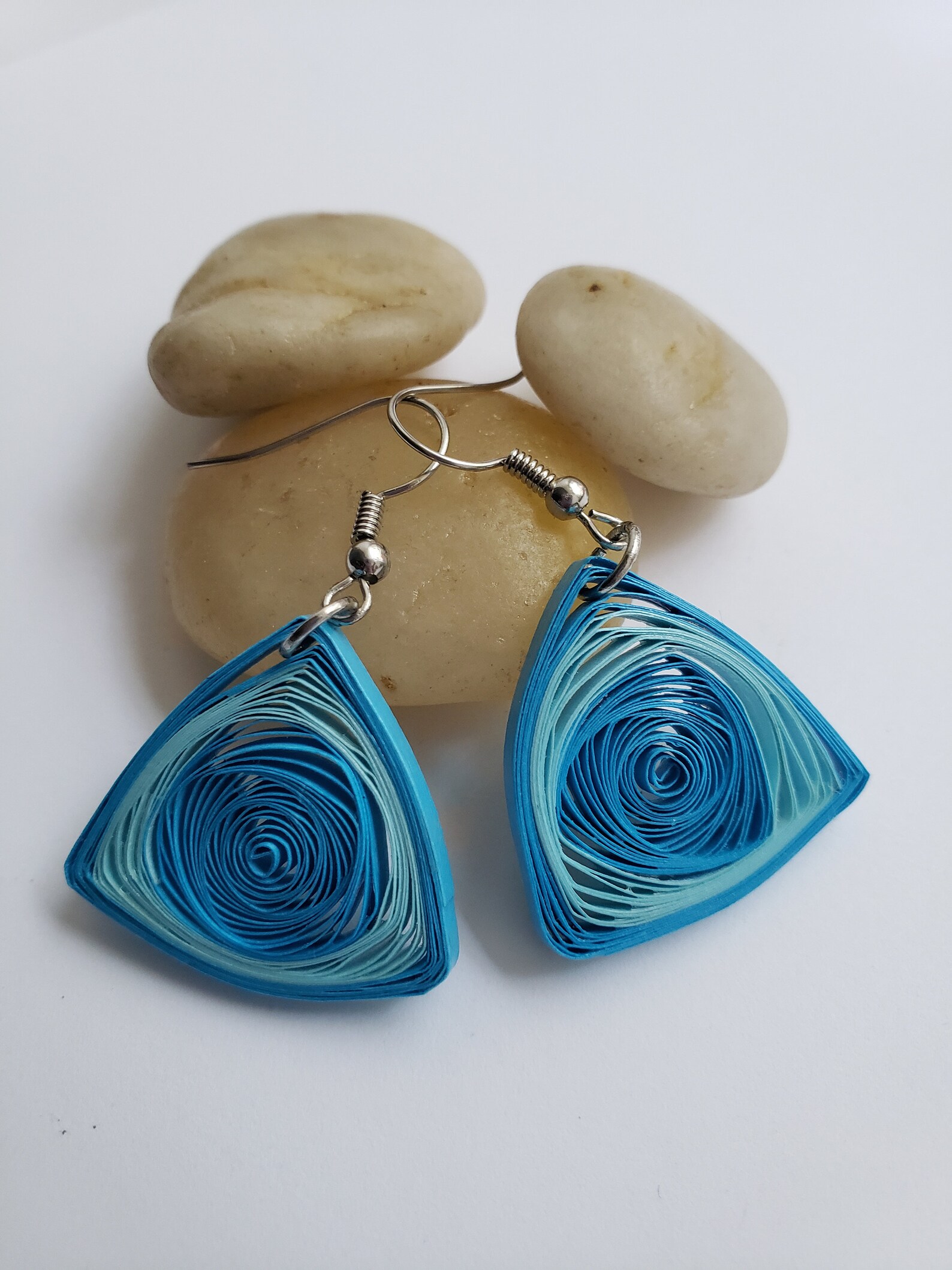Vortex Burst Quilled Earrings Blue and Light Blue - Etsy