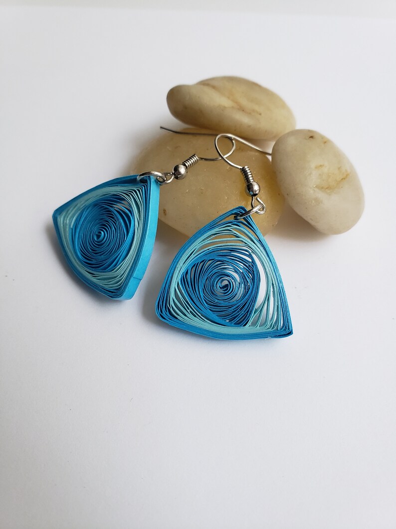Vortex Burst Quilled Earrings Blue and Light Blue - Etsy