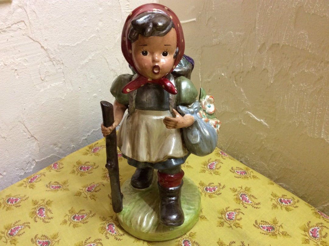 Hand Painted 10” Hummel-like Figurine, Girl With Grape Harvest, Walking ...