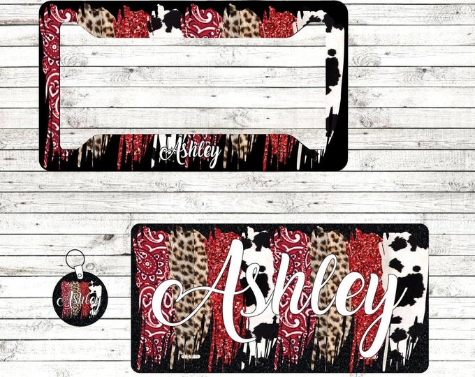 Cow Print Monogram License Plate Personalized License Plate | Etsy