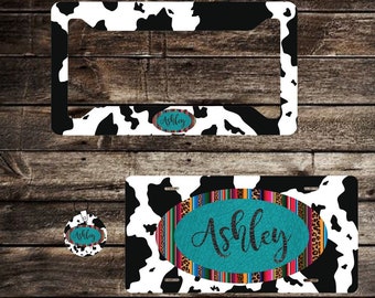 Cow Print Monogram License Plate Personalized License Plate | Etsy