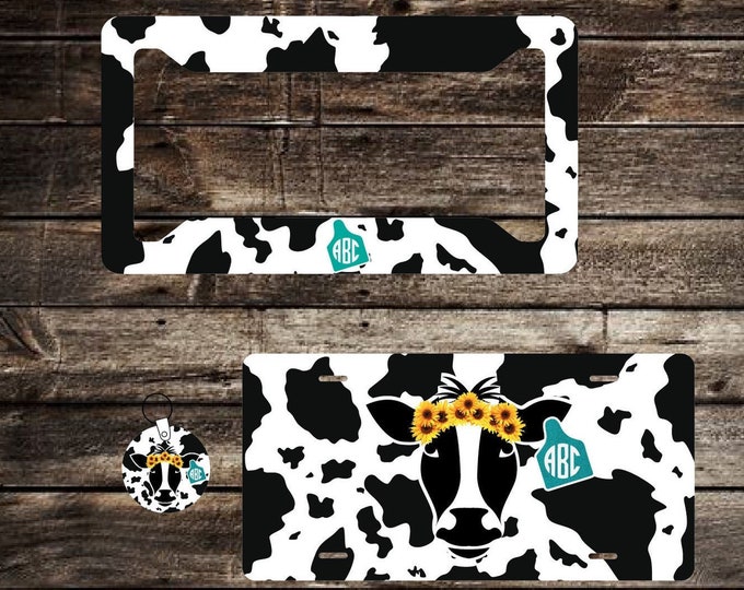 Cow Print Monogram License Plate Personalized License Plate | Etsy