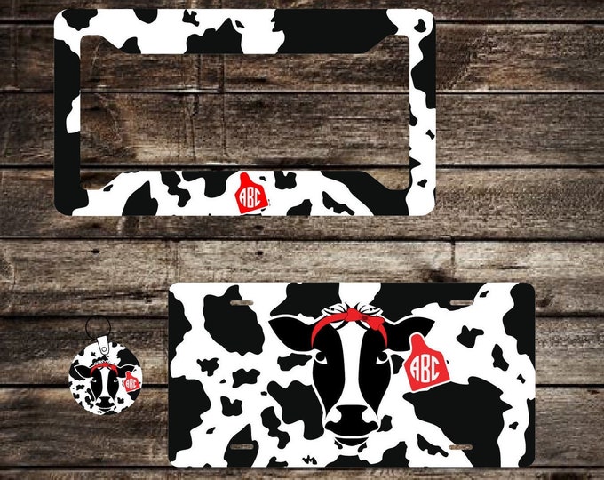 Cow Print Monogram License Plate Personalized License Plate | Etsy