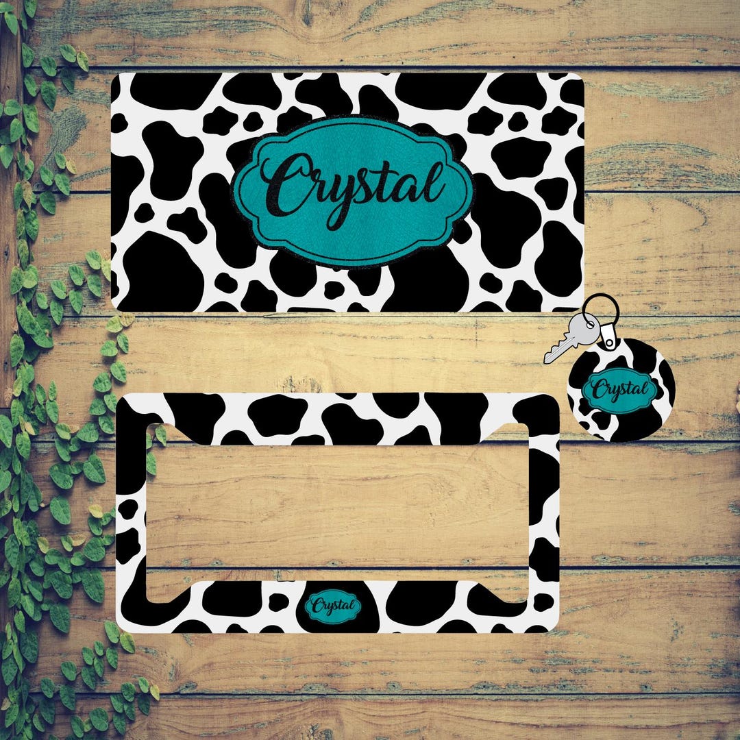 Cow Print Monogram License Plate, Personalized License Plate, Cow Print ...