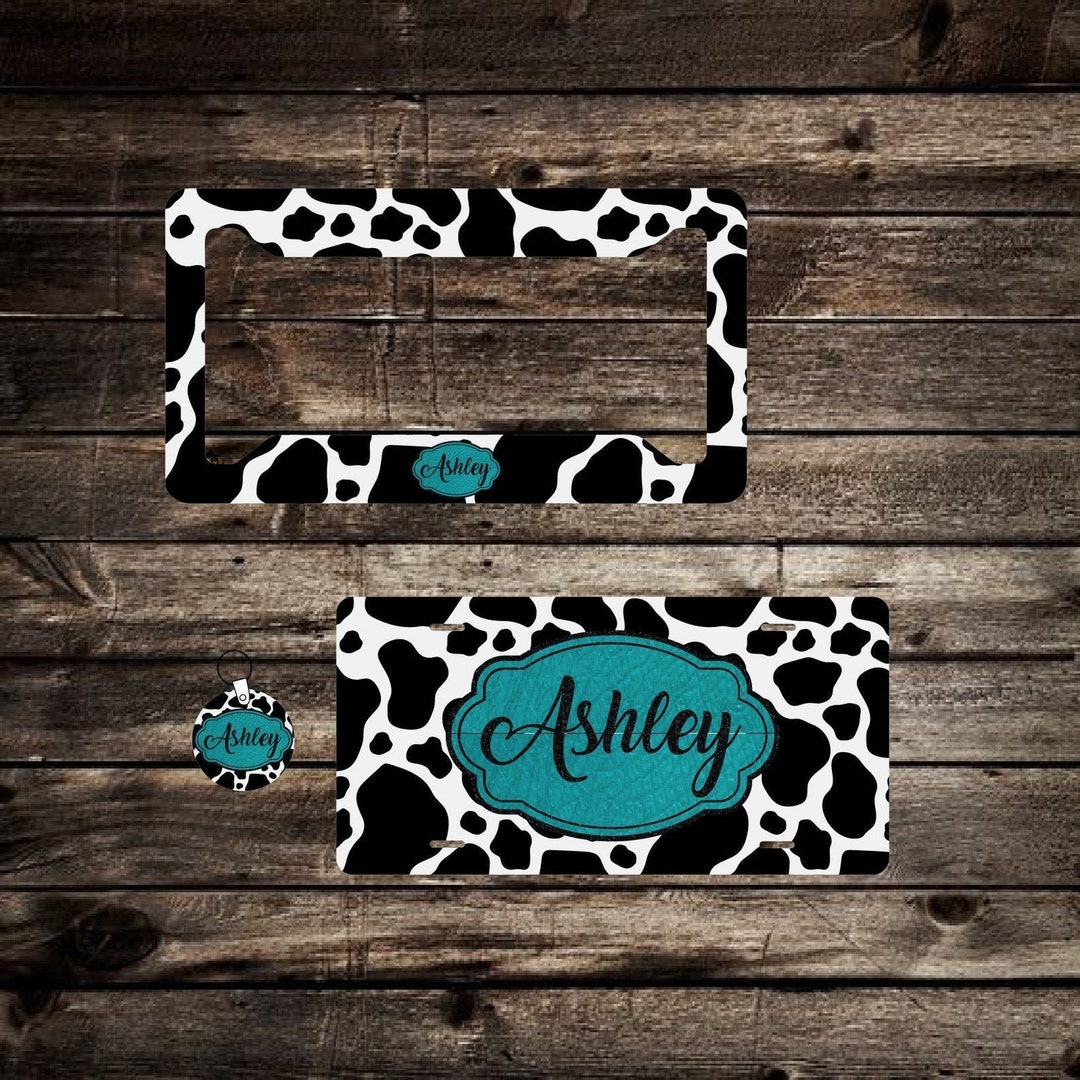 Cow Print Monogram License Plate, Personalized License Plate, Cow Print ...