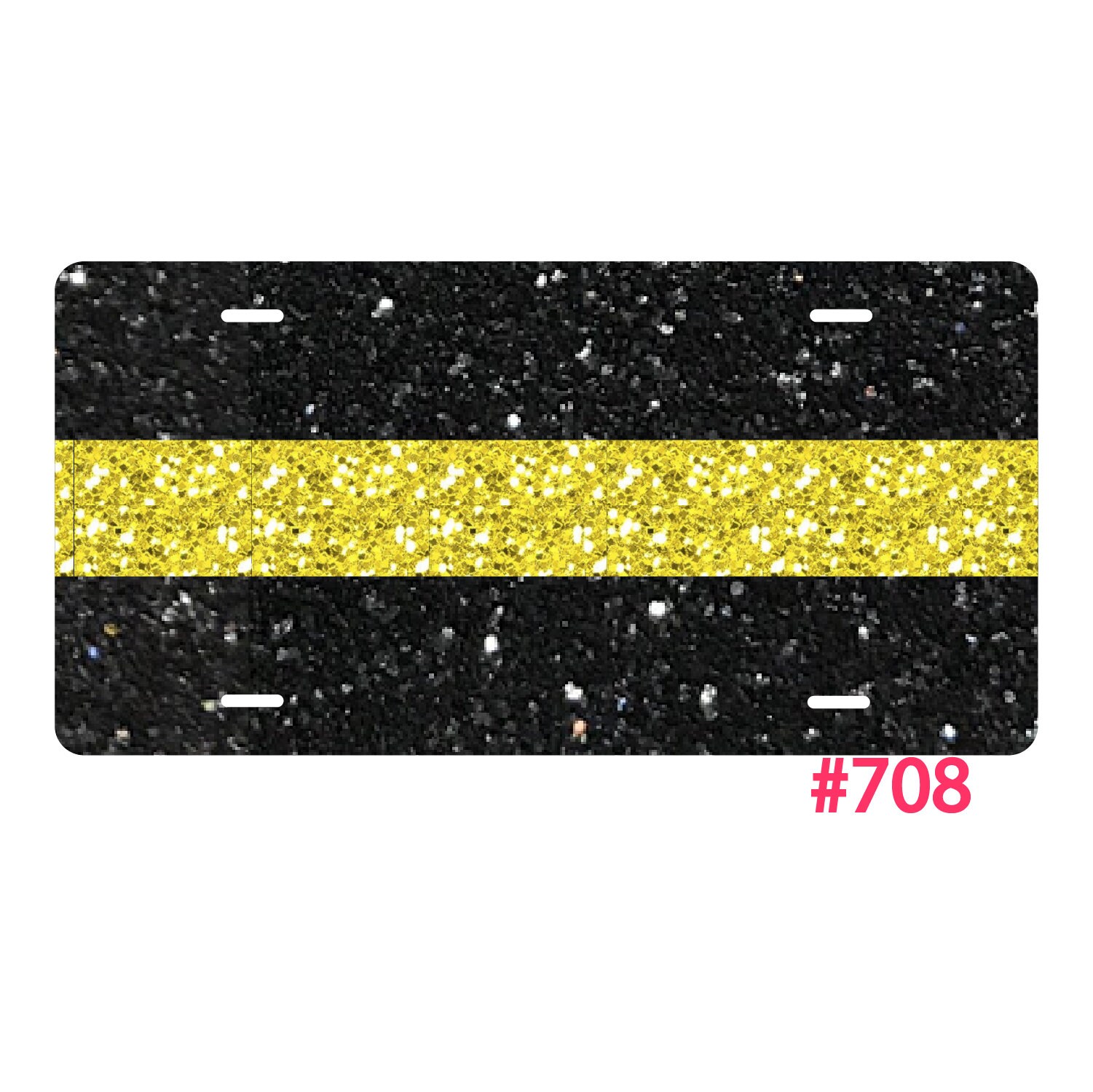 Glitter Dispatch Monogram License Plate Yellow Line | Etsy