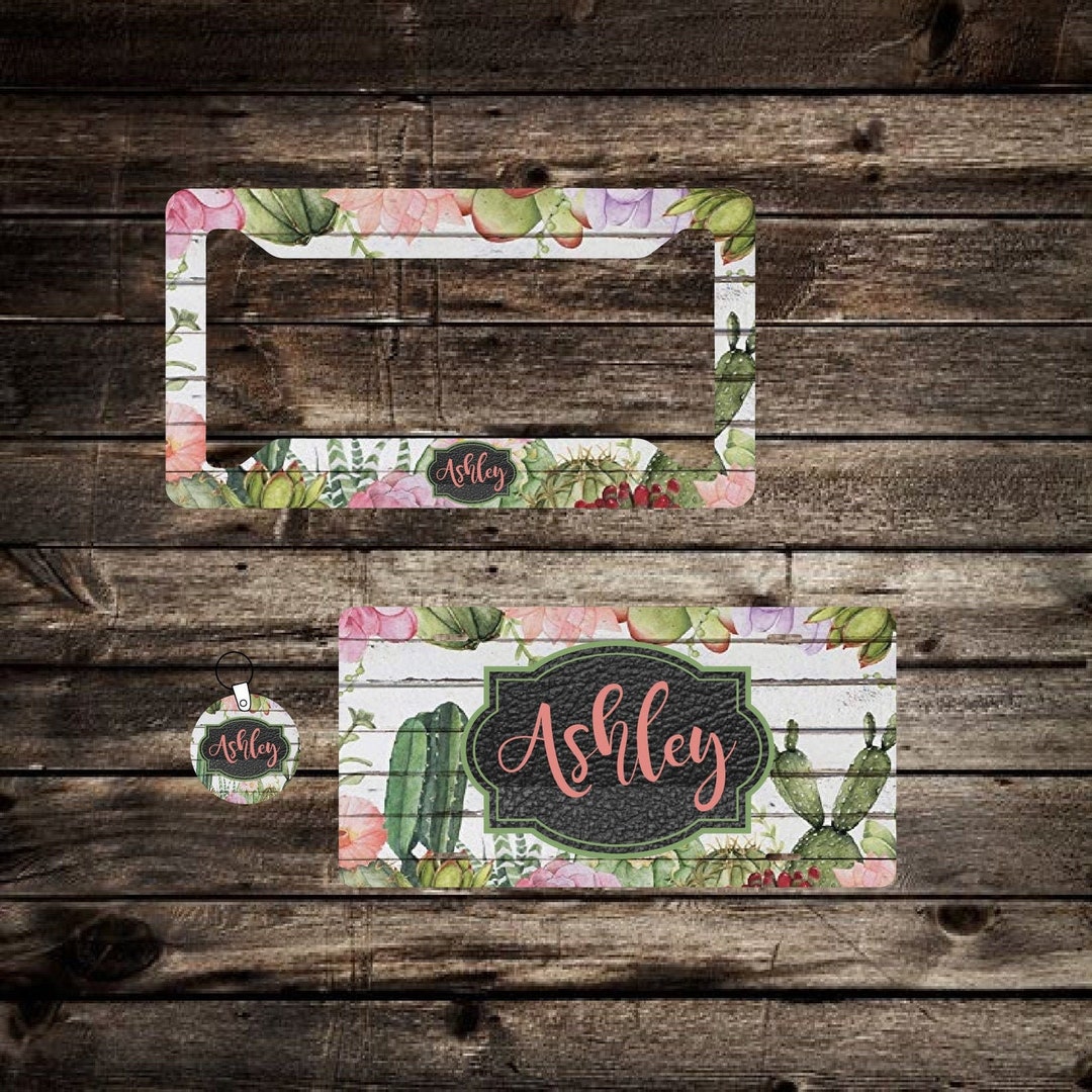 Cactus Monogram License Plate Personalized License Plate - Etsy