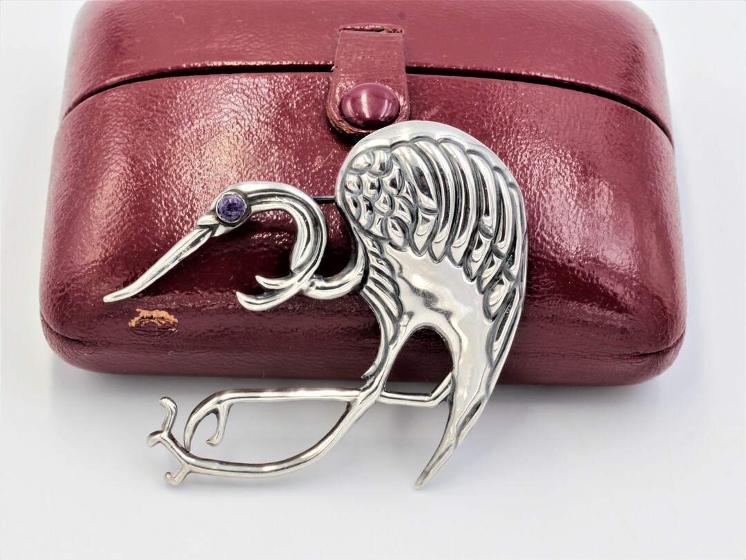 Vintage Mexican Sterling Silver Crane Brooch: Horacio De La Parra ...