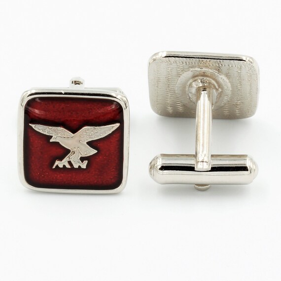 Striking Vintage Red Enamel Flying Eagle Cufflinks wi… - Gem