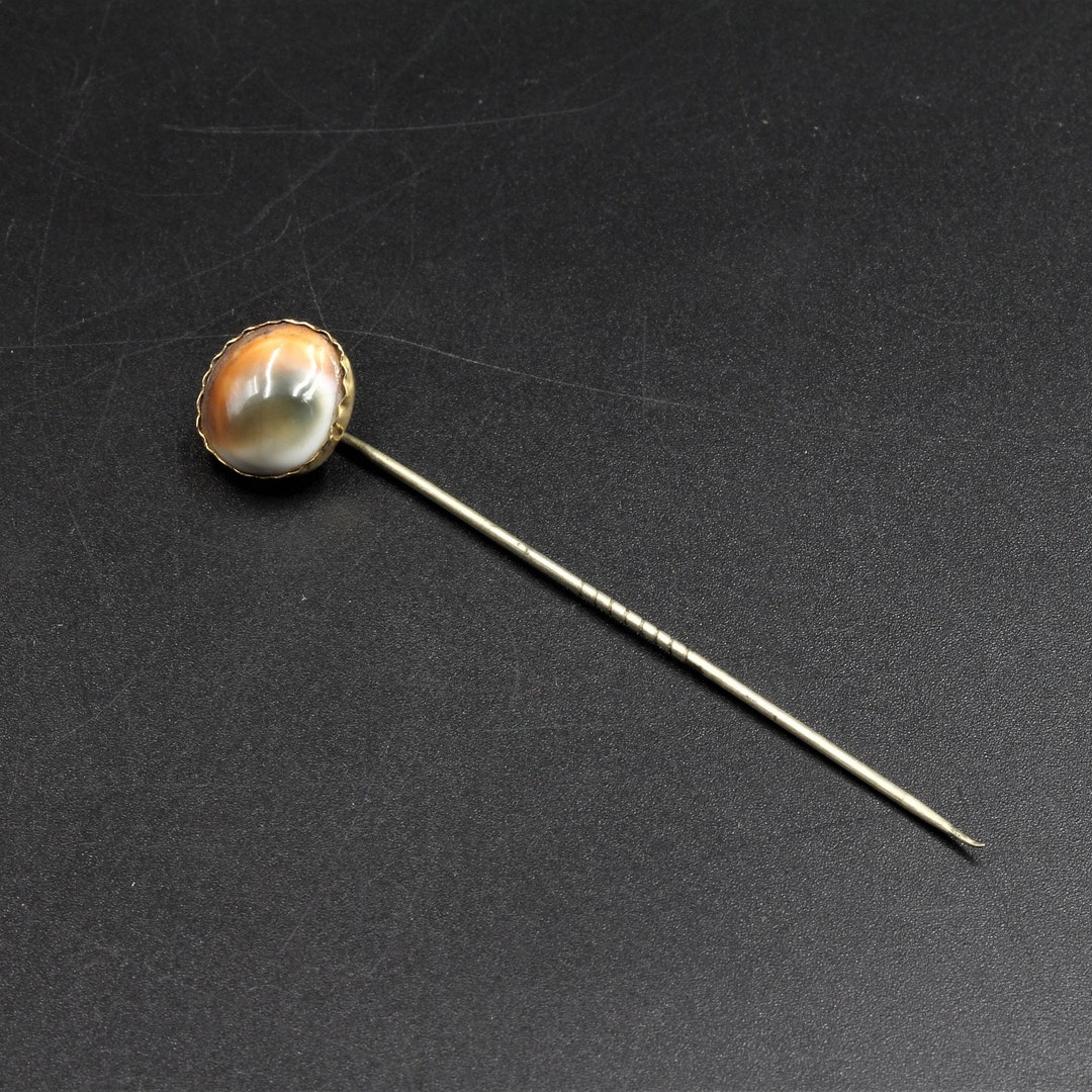 Lovely Quality Antique Operculum Shell Brass Pin - Victorian Evil Eye ...