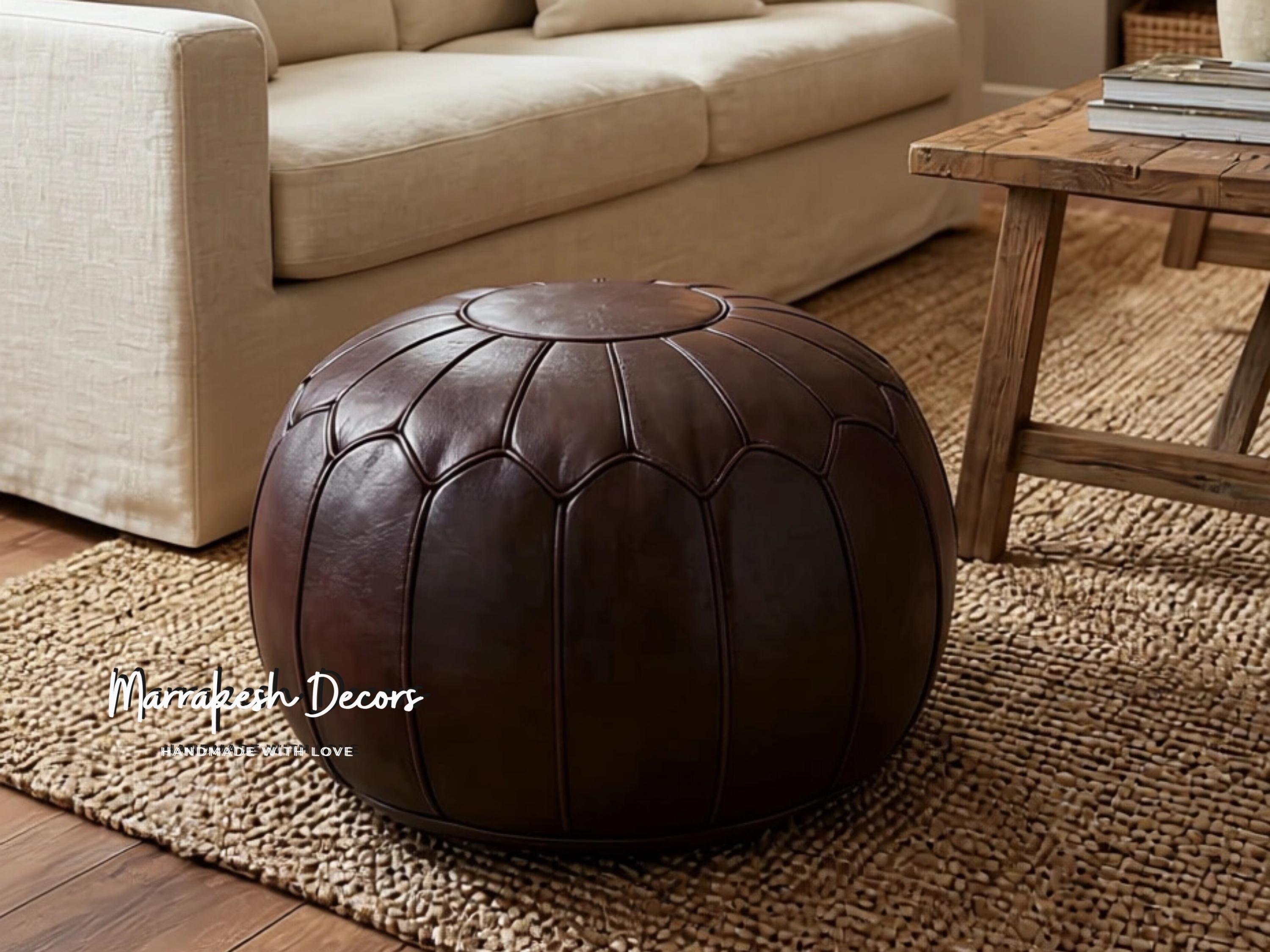 Sumptuous Leather Pouf Seating:elevate Your Space With Timeless ...