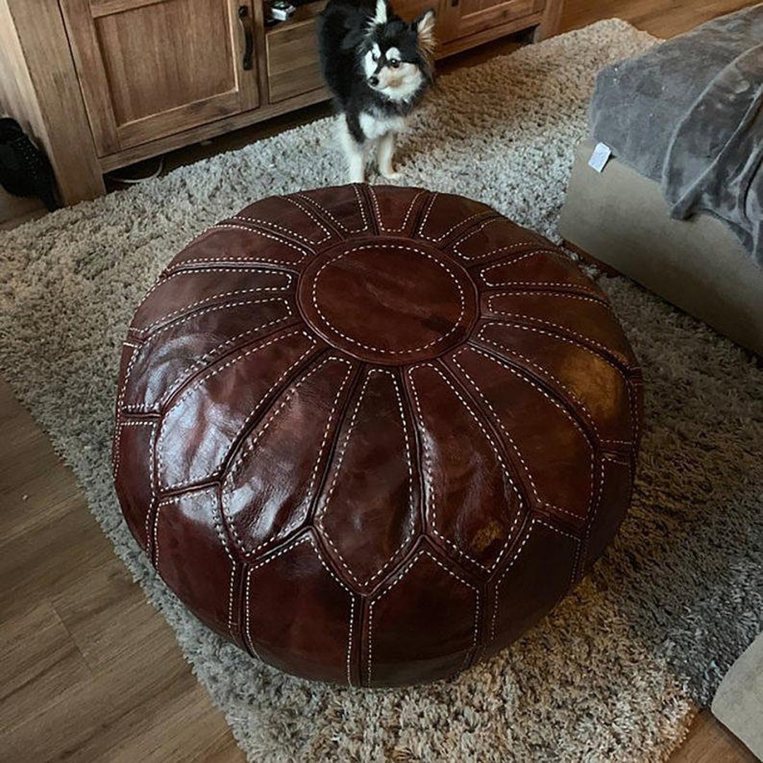 Pouf Moroccan Leather Pouf Round Pouf Berber Pouf Tan Pouf - Etsy