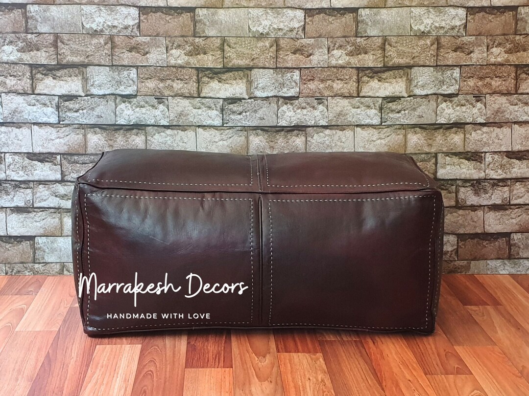 RECTANGULAR LEATHER POUF -rectangular Pouf Long Pouf Customizable Pouf ...