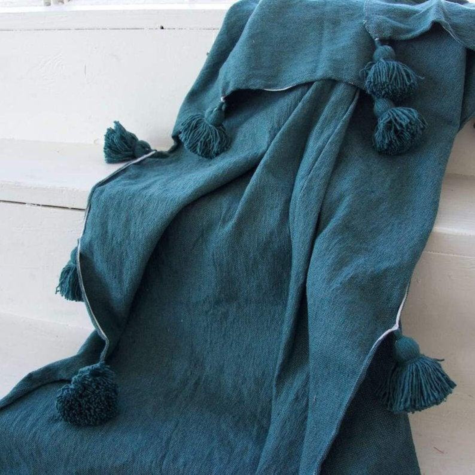Moroccan Pom Pom Throw Blanket - Soft & Cozy, Moroccan Throw Blanket ...