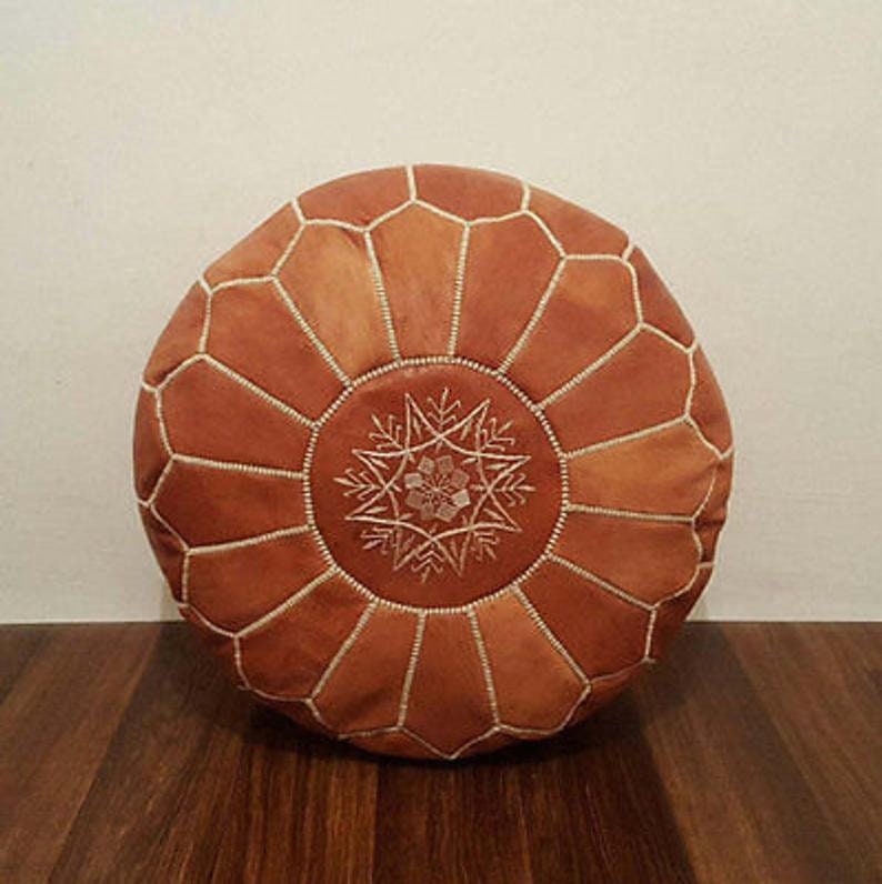 Set of 2 MOROCCAN POUFS Moroccan Leather Pouf Ottoman | Etsy