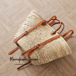 Straw Beach Bag With Leather Straps - Straw Backpack - Hipster Backpack ...