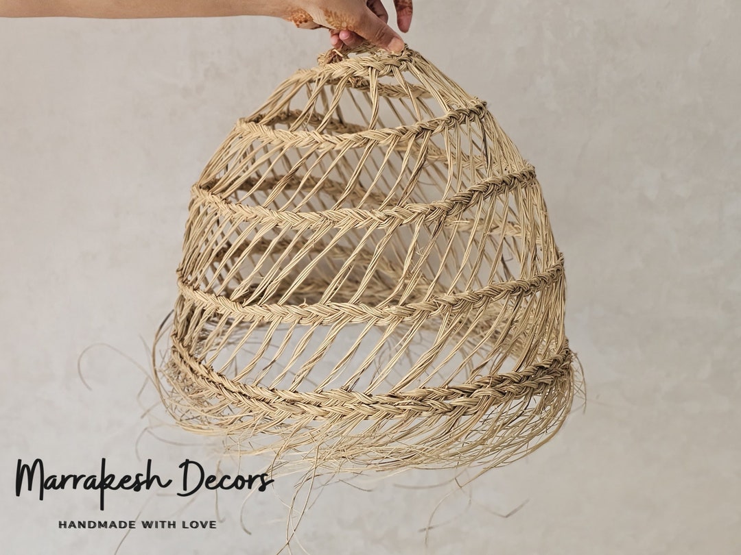 Straw Palm Fiber Ball Pendant Light With Wicker Accents Lighting -light ...