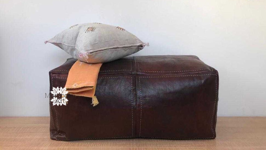 RECTANGULAR LEATHER POUF - Handmade Moroccan Rectangular Leather Pouf ...