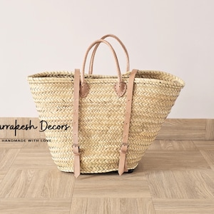 Straw Beach Bag With Leather Straps - Straw Backpack - Hipster Backpack ...