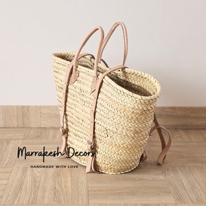 Straw Beach Bag With Leather Straps - Straw Backpack - Hipster Backpack ...