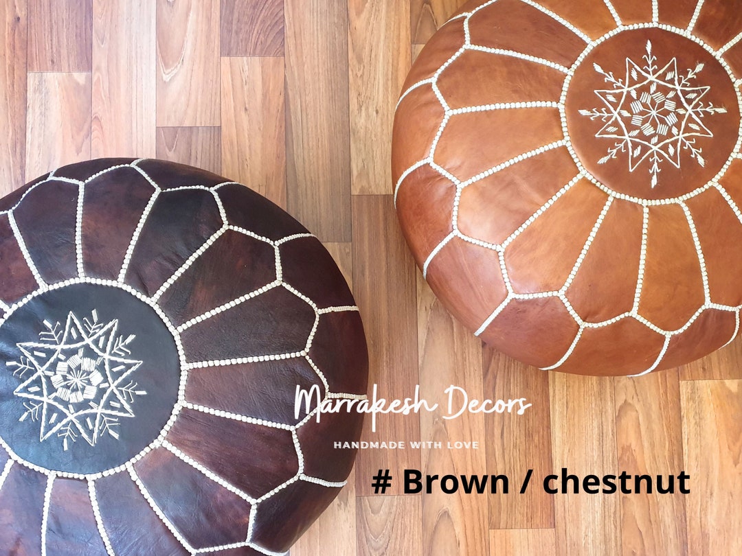 OTTOMAN POUF - Floor Pouf Leather Pouf Ottoman Pouf Moroccan Pouf Home ...