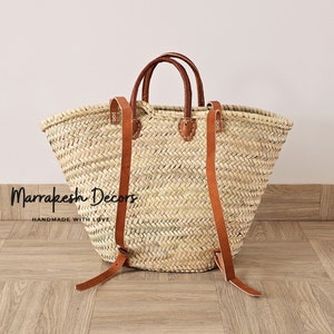 Straw Beach Bag With Leather Straps - Straw Backpack - Hipster Backpack ...