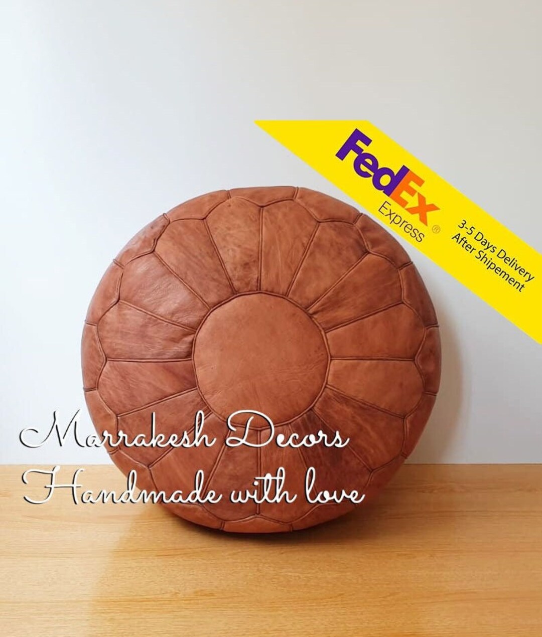 Tan Pouf - Rustic Elegance: Leather Pouf Ottoman for Your Cozy Corner ...