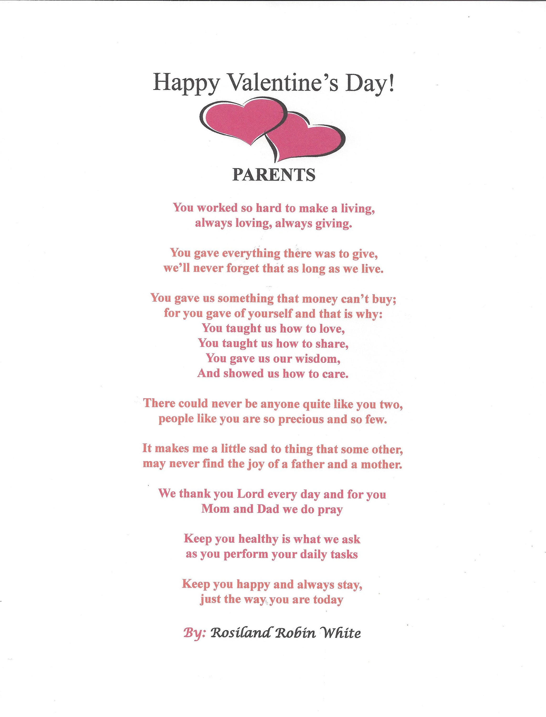 Parents Poem For Valentine s Day Etsy
