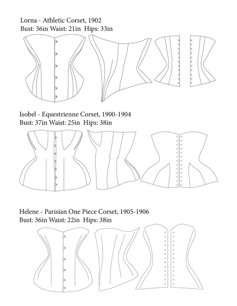 9 Unique Edwardian Corset Patterns 1900-1910 Digital E Pattern ...