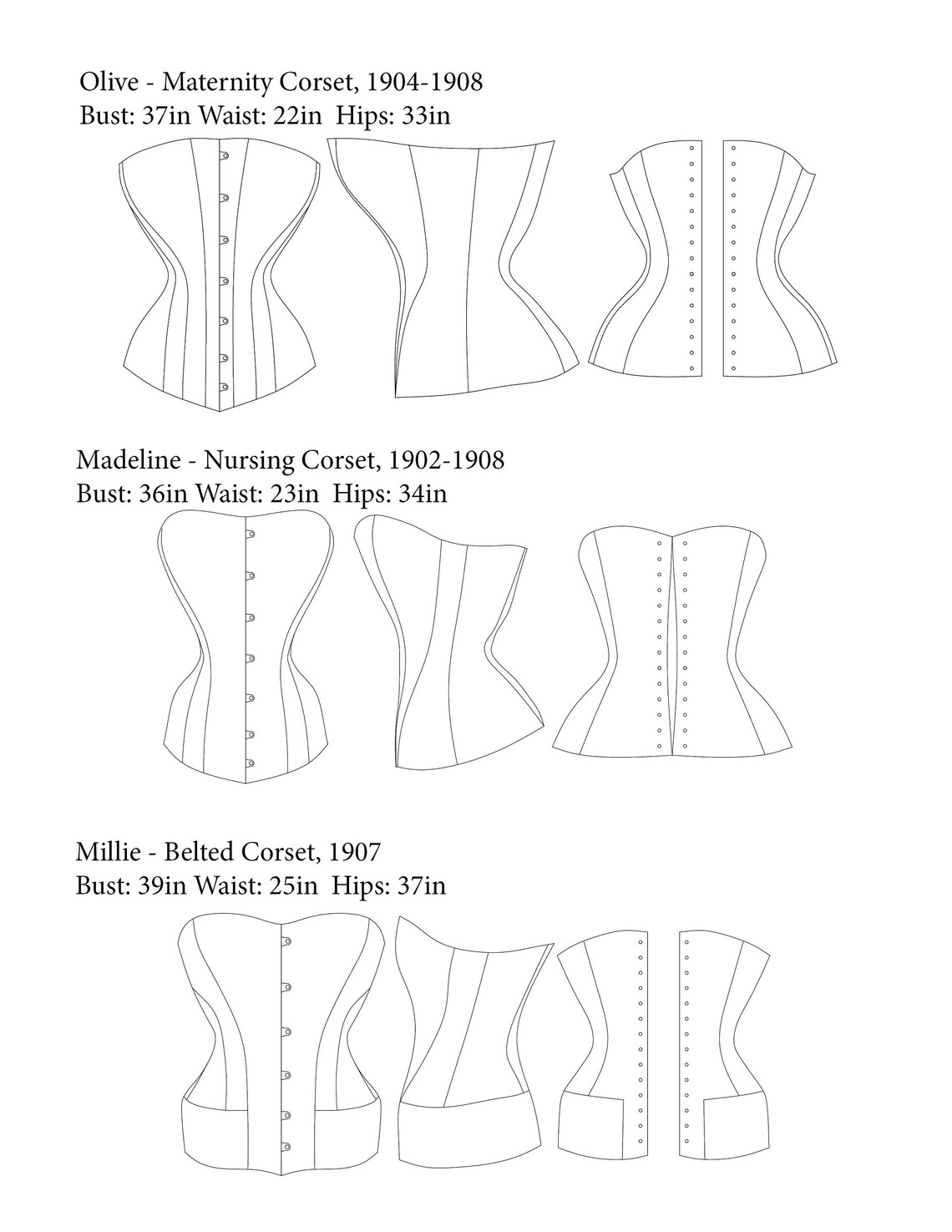 9 Unique Edwardian Corset Patterns 1900-1910 Digital E Pattern ...
