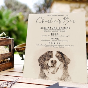9x12 Poster Wedding Pet Bar Sign, Custom Dog Portrait for Wedding ...