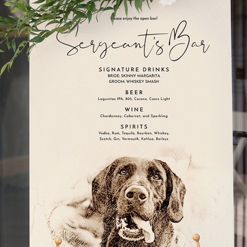 9x12 Poster Wedding Pet Bar Sign Custom Dog Portrait for - Etsy