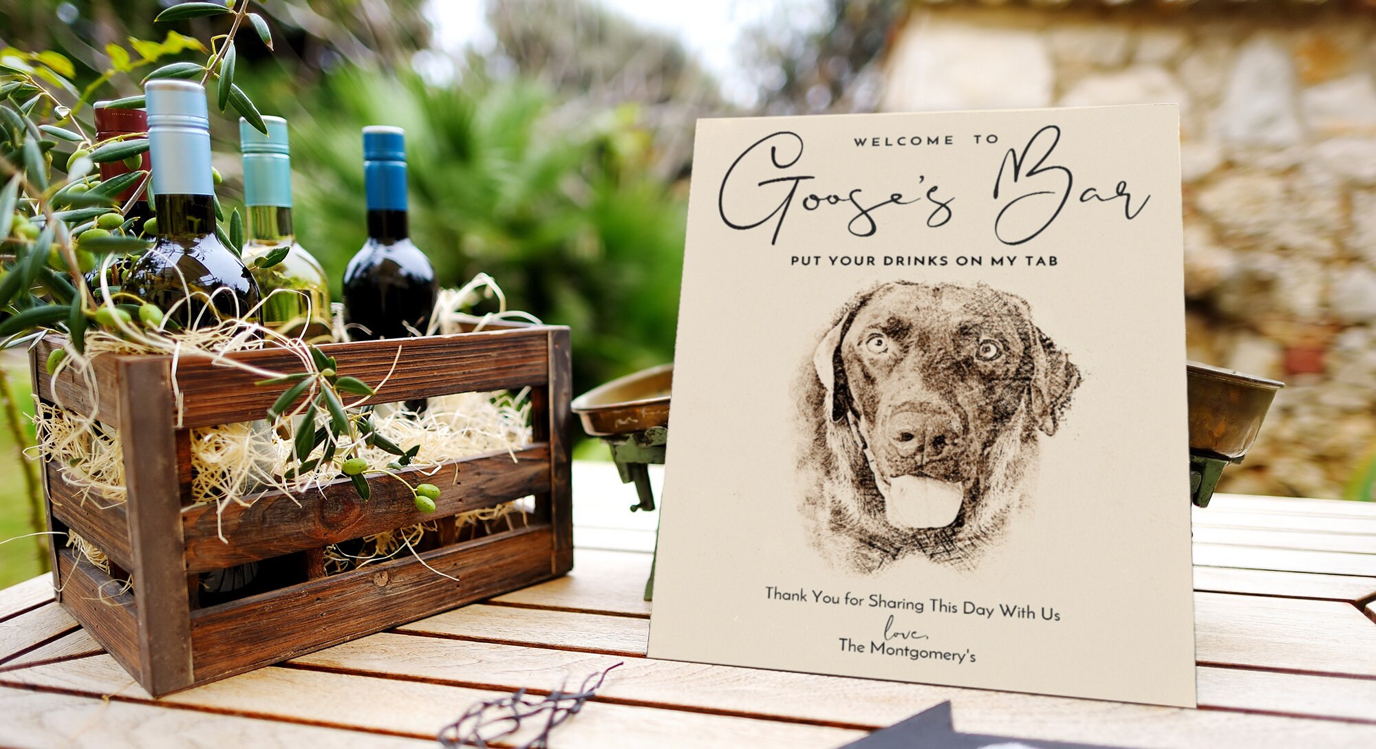 8.5x11 Poster Wedding Pet Bar Sign, Custom Dog Portrait for Wedding ...