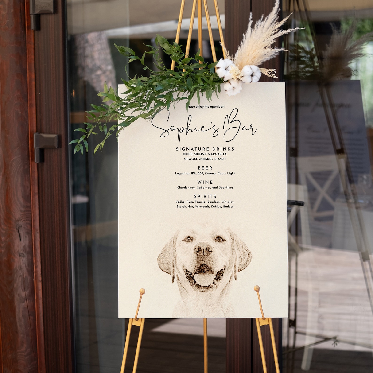 18x24 Poster Wedding Pet Bar Sign, Custom Dog Portrait for Wedding ...