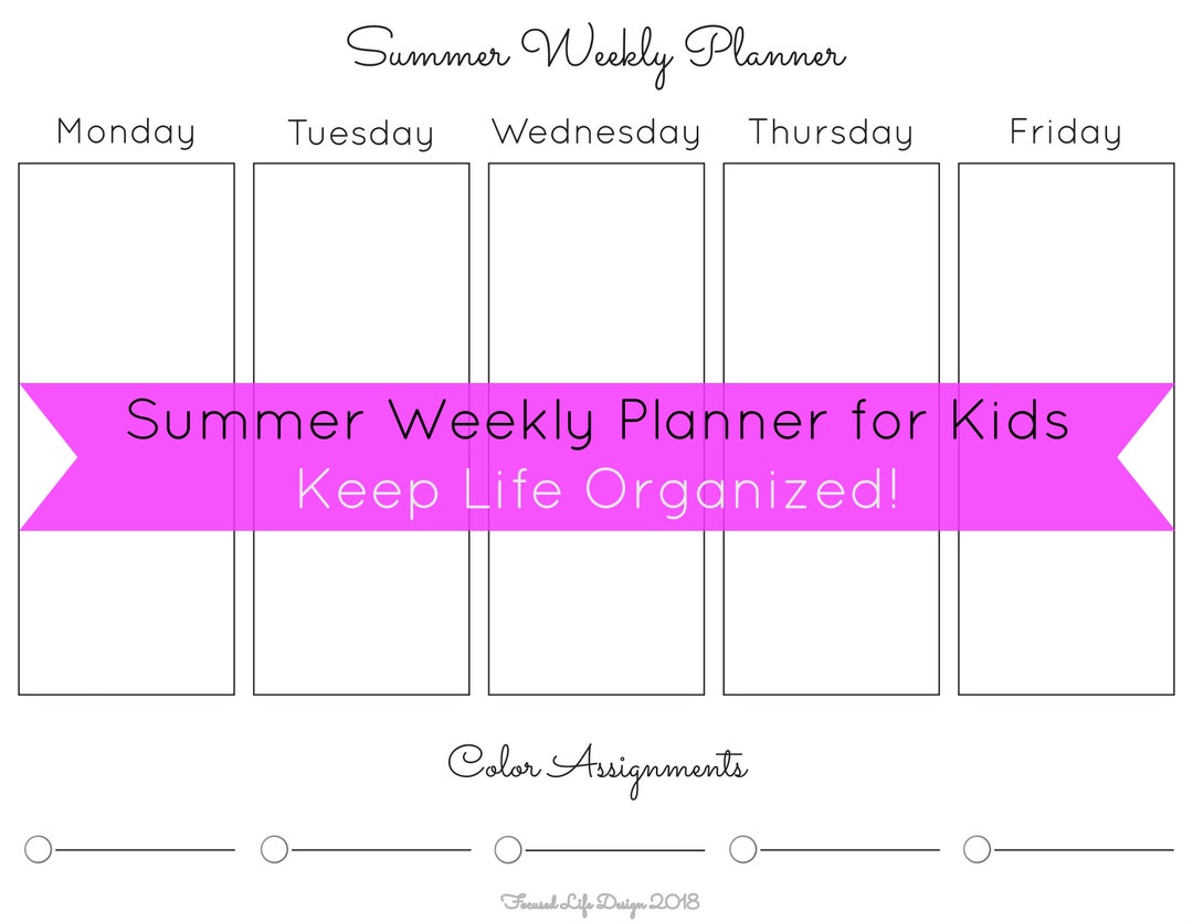 Kids Summer Chart, Weekly Plan, Printable, Planner, Family Planner ...