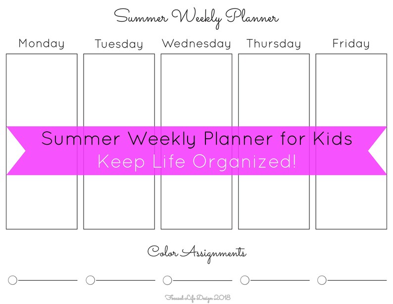 Kids Summer Chart, Weekly Plan, Printable, Planner, Family Planner ...
