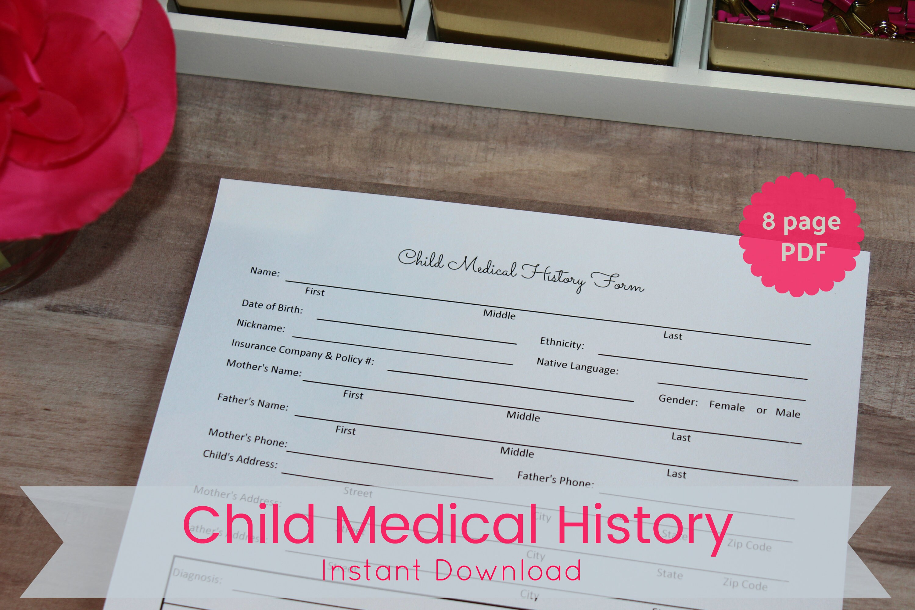 Medical History, Medical History Printable, Kids Medical, Kids Medical ...