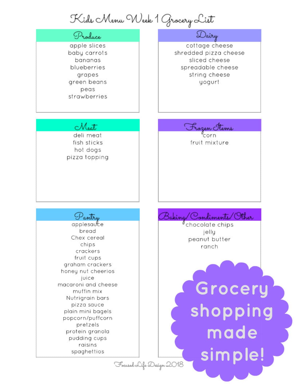 Kids Meal Plan, Kids Lunch, Weekly Menu Plan, Menu Plan Printable, Meal ...