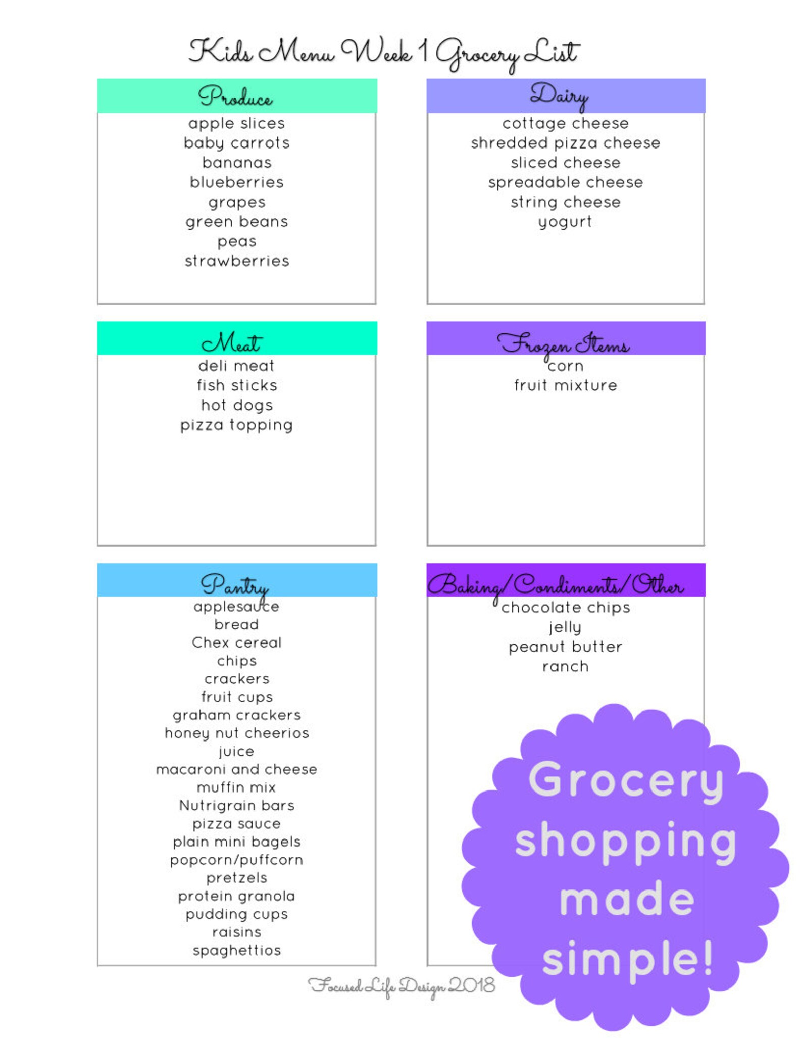 Kids Meal Plan, Kids Lunch, Weekly Menu Plan, Menu Plan Printable, Meal ...
