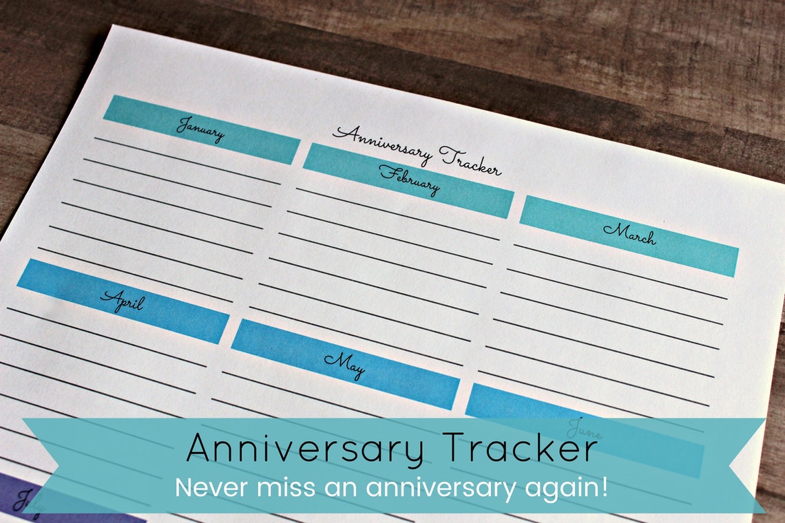 Anniversary List, Anniversary List Template, Anniversary Calendar ...