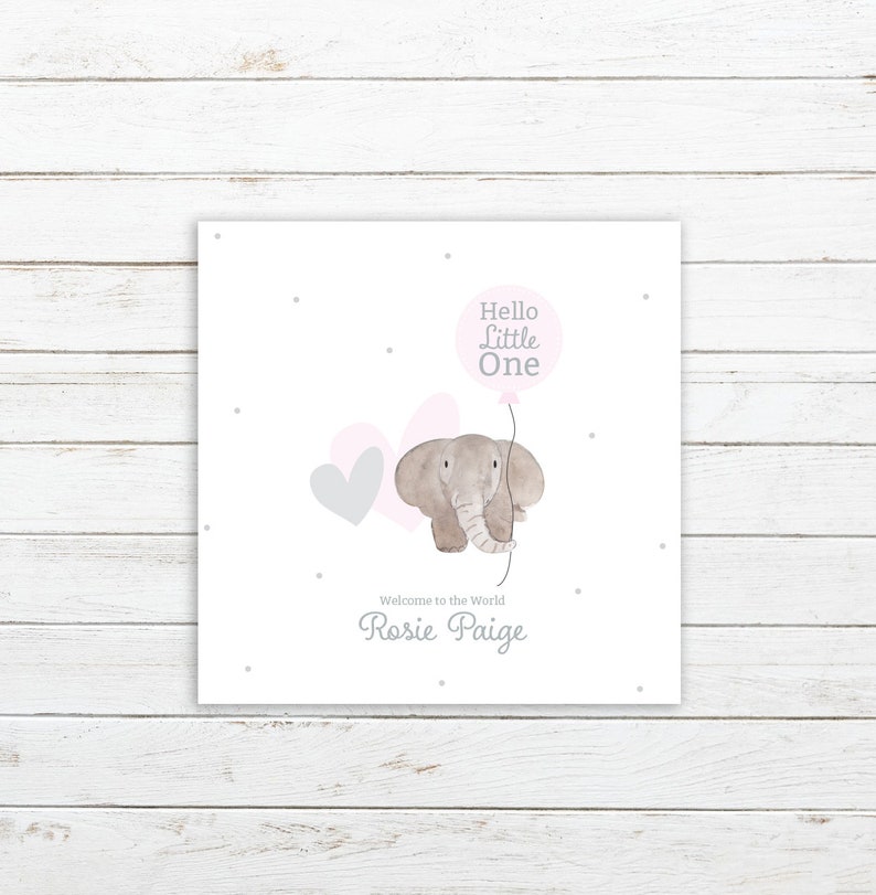 Hello Little One New Baby Girl Card Baby Card Watercolour - Etsy