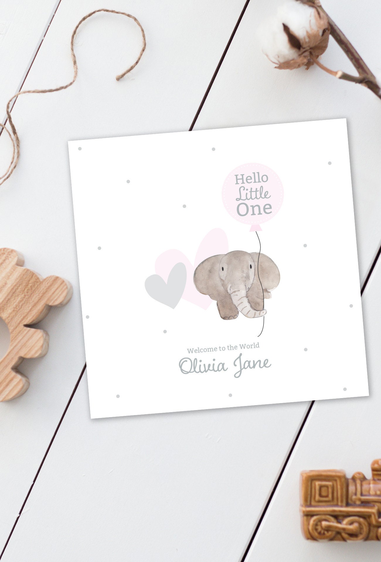 Hello Little One New Baby Girl Card Baby Card Watercolour - Etsy