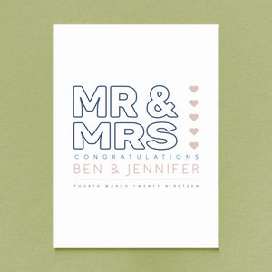 Mr & Mrs Congratulations Wedding Card Personalised Wedding - Etsy