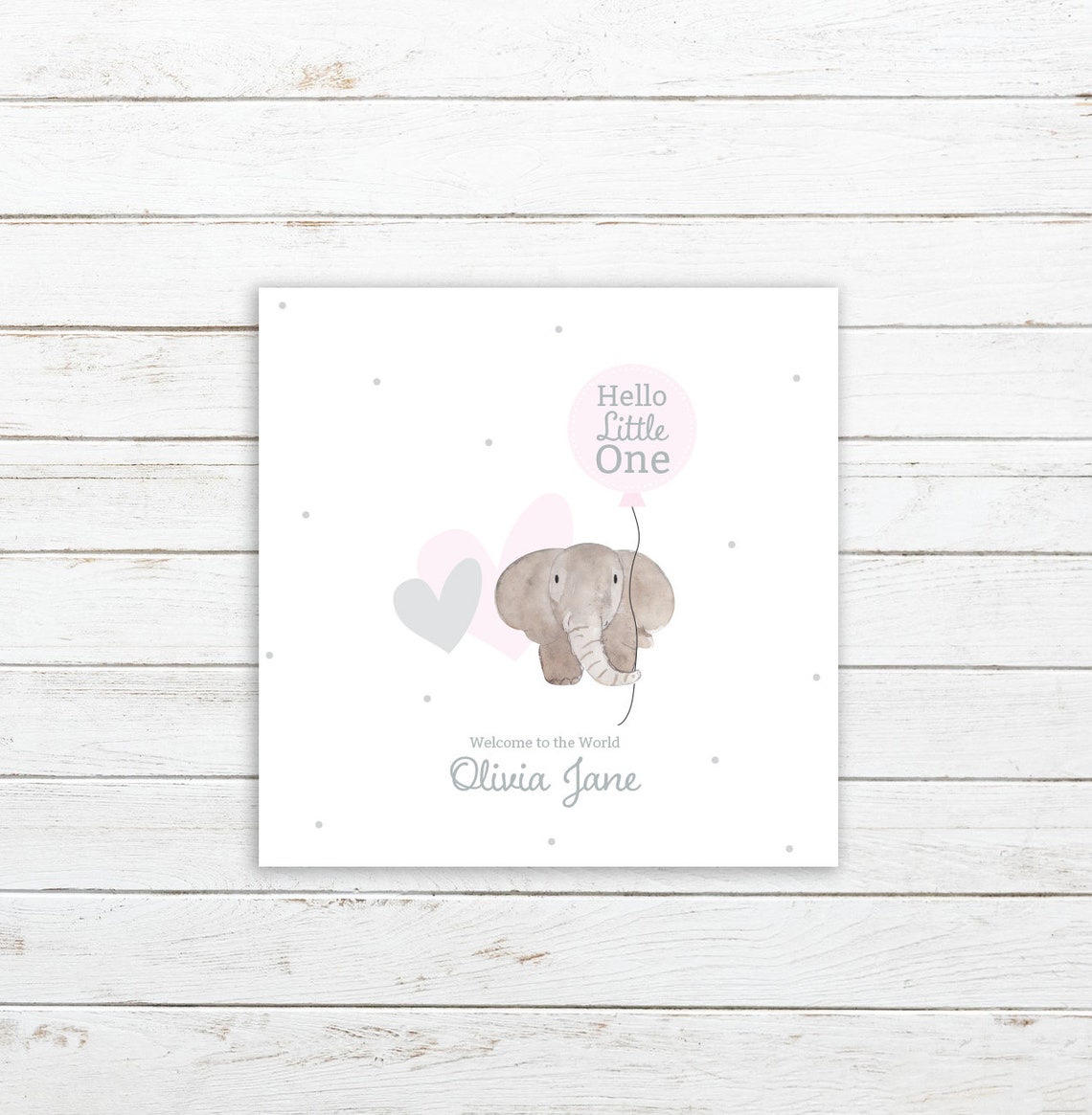 Hello Little One New Baby Girl Card Baby Card Watercolour - Etsy