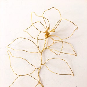 Home Decor, Wall Art, Wire Art. Gold Lily. One Wire Flower With Stem ...